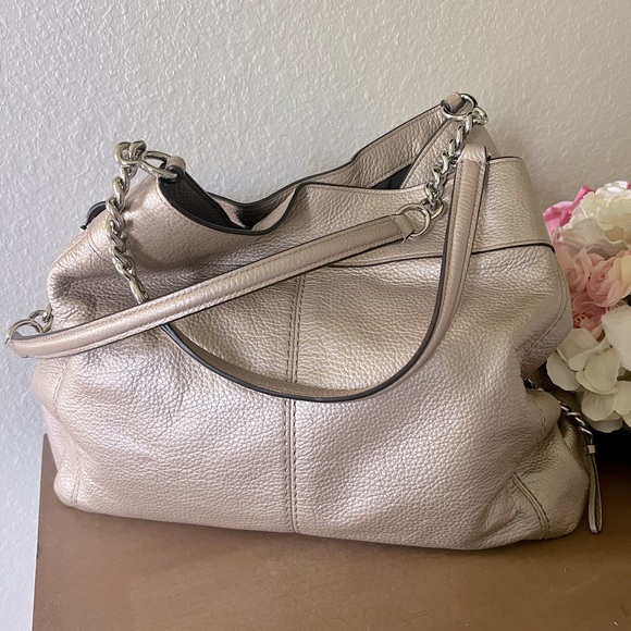 Coach | Bags | Coach Lexi Platinum Pebble Leather Silver Chain Shoulder ...